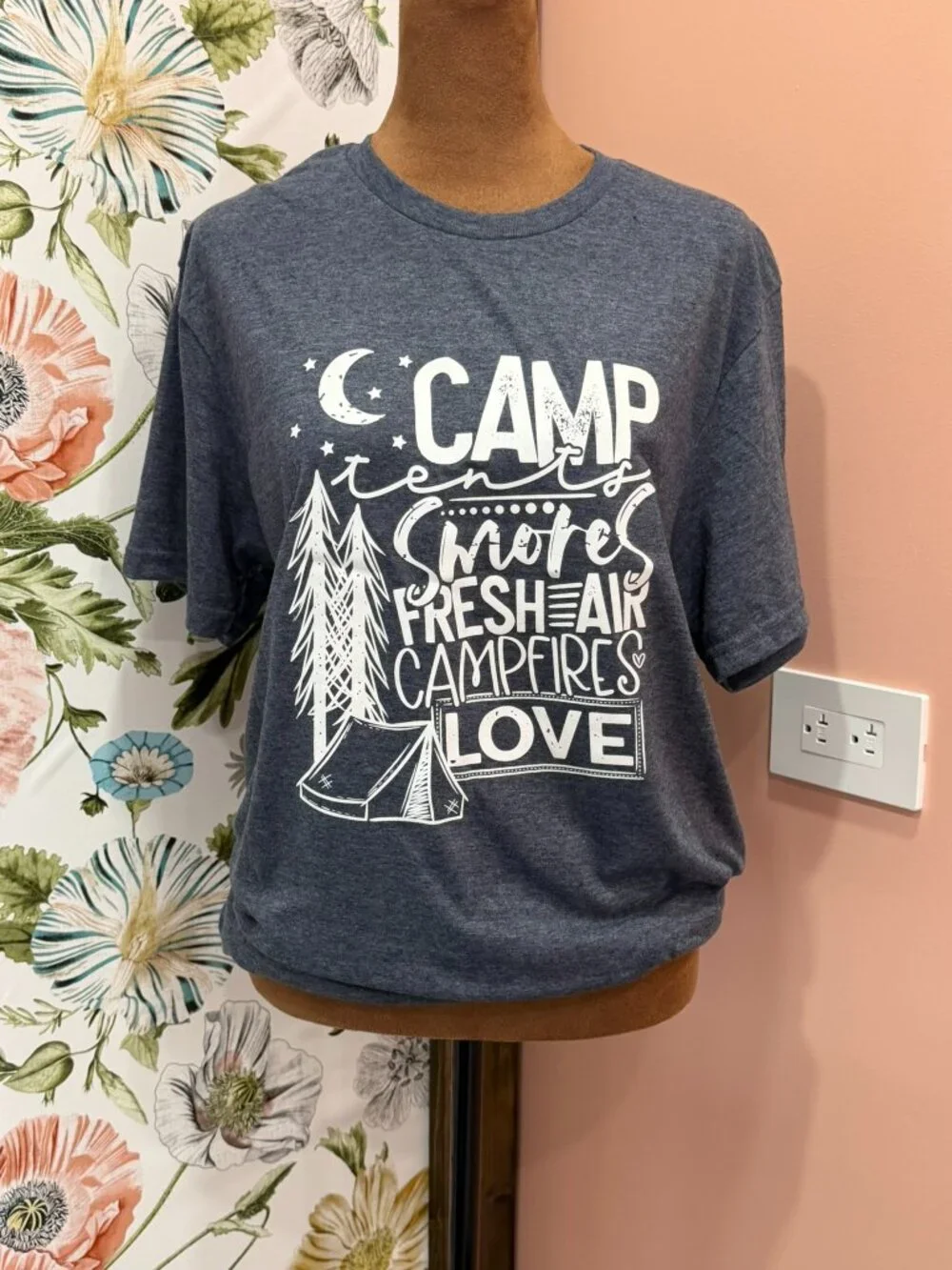 Gildan | Tops | Camping Tee Size Medium Blue Soft Style Tee Nwot | Poshmark